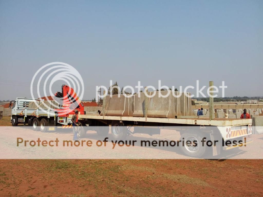 concrete blocks on truck trailers